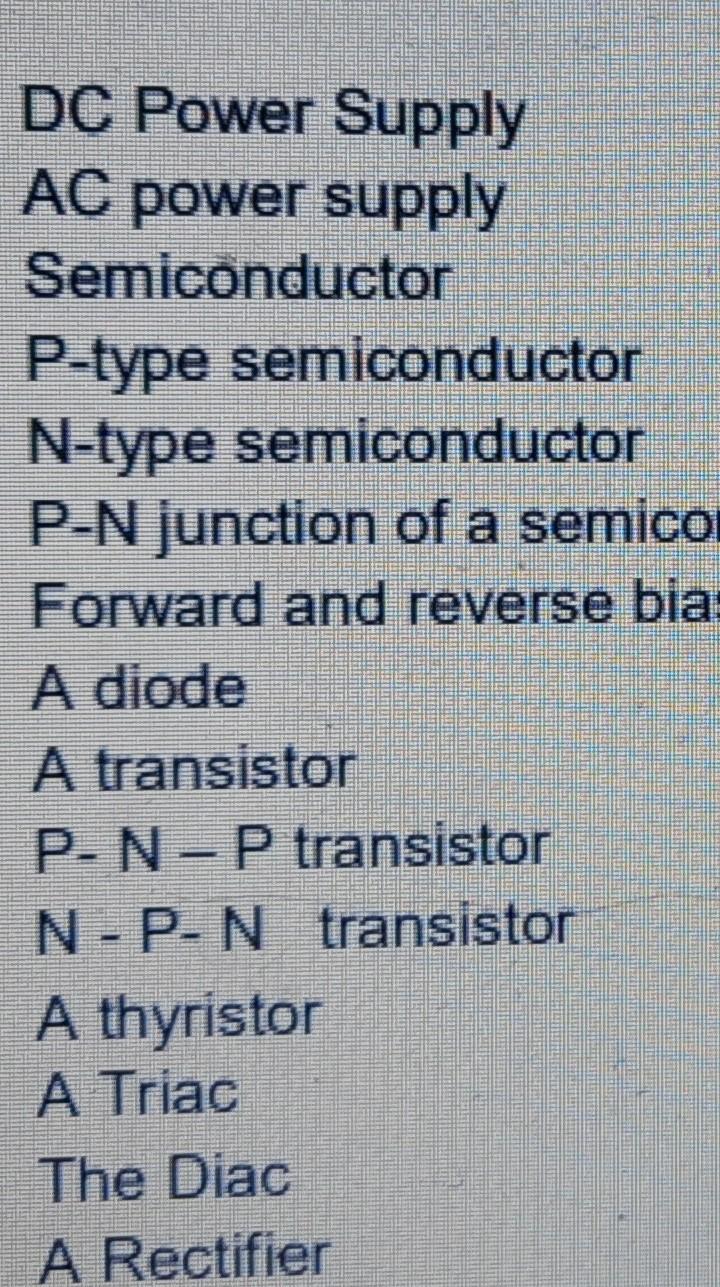 Solved DC Power Supply AC power supply Semiconductor P-type | Chegg.com