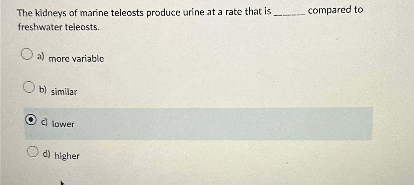 Solved The kidneys of marine teleosts produce urine at a | Chegg.com