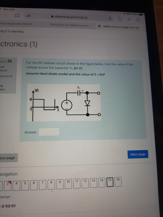 Solved Sun Jul 5 AA elearning.psut.edu.jo PSUT Registration | Chegg.com