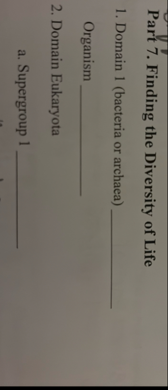Solved Part 7. ﻿Finding the Diversity of LifeDomain | Chegg.com