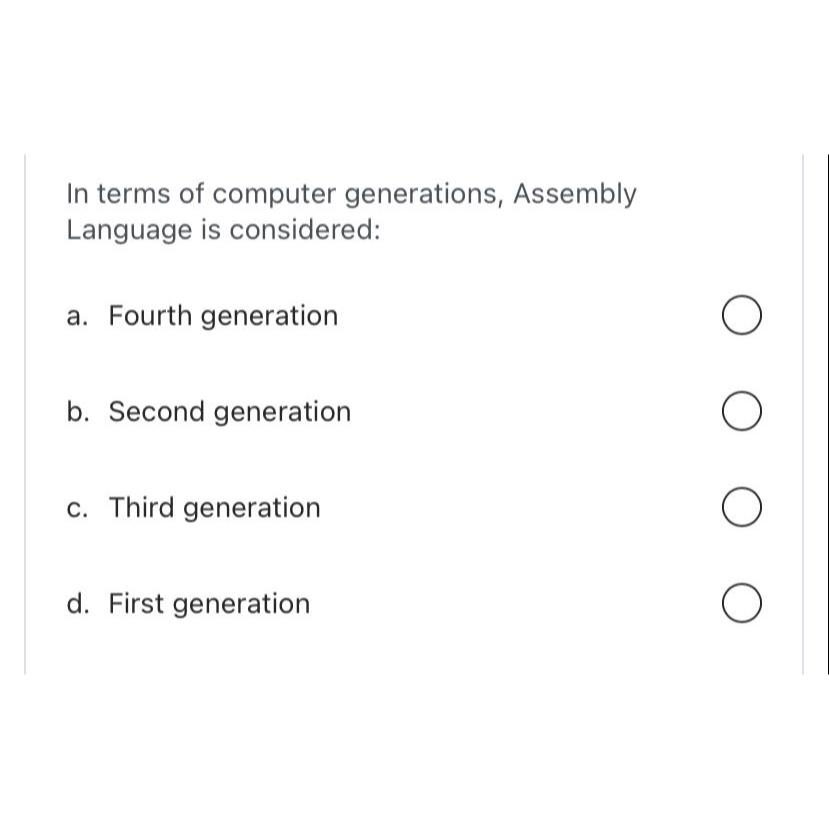 Solved In terms of computer generations, Assembly Language | Chegg.com