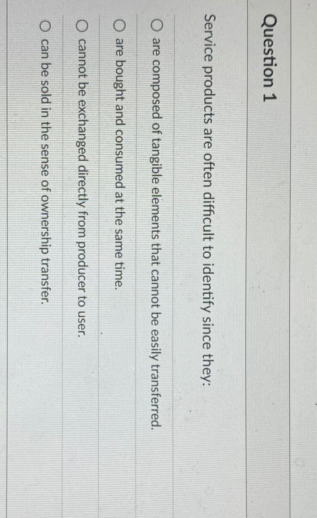 Solved Question 1Service products are often difficult to | Chegg.com