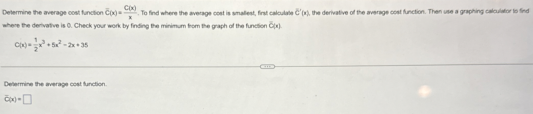 Solved Determine the average cost function | Chegg.com