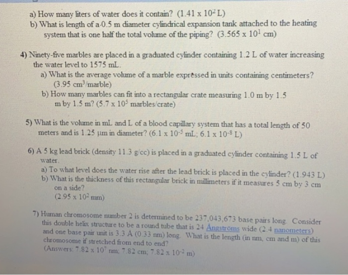 Solved Part II (area and volume problems) area = length X | Chegg.com