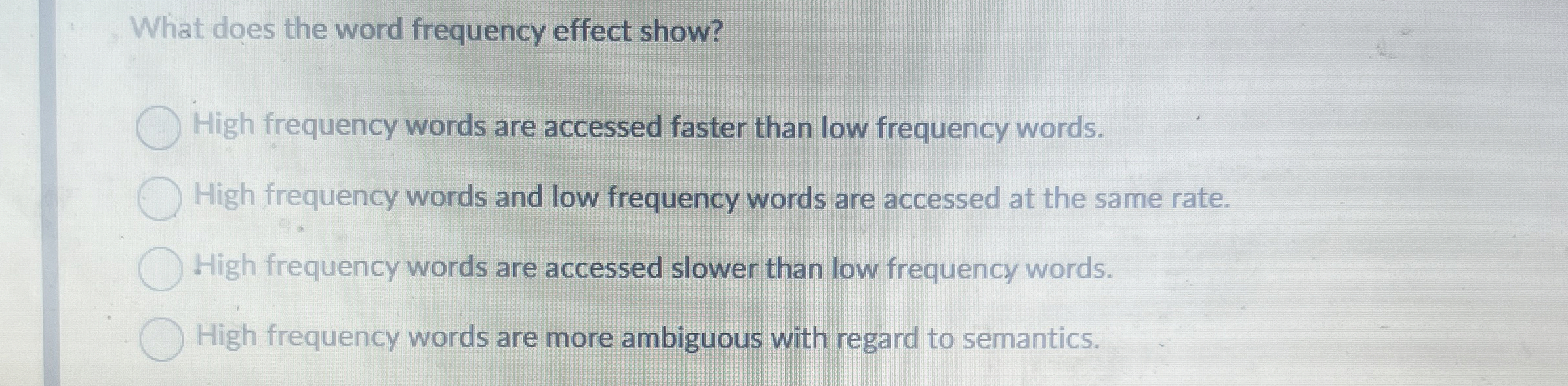 Solved What does the word frequency effect show?High | Chegg.com