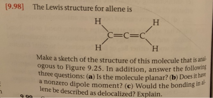 Solved [9.98] The Lewis structure for allene is H C=C=C H H | Chegg.com