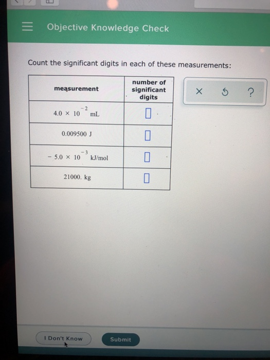 Solved E Objective Knowledge Check Count the significant | Chegg.com
