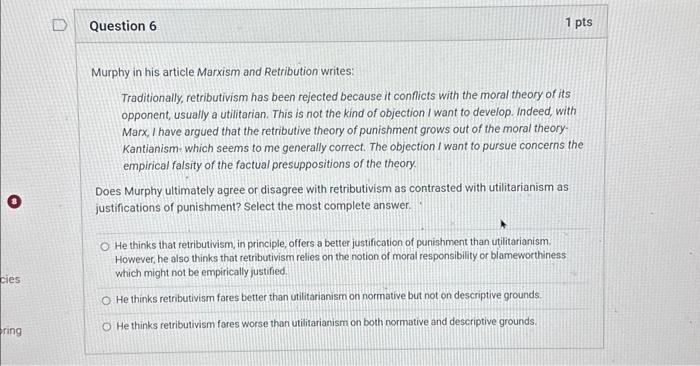 Murphy in his article Marxism and Retribution writes: | Chegg.com