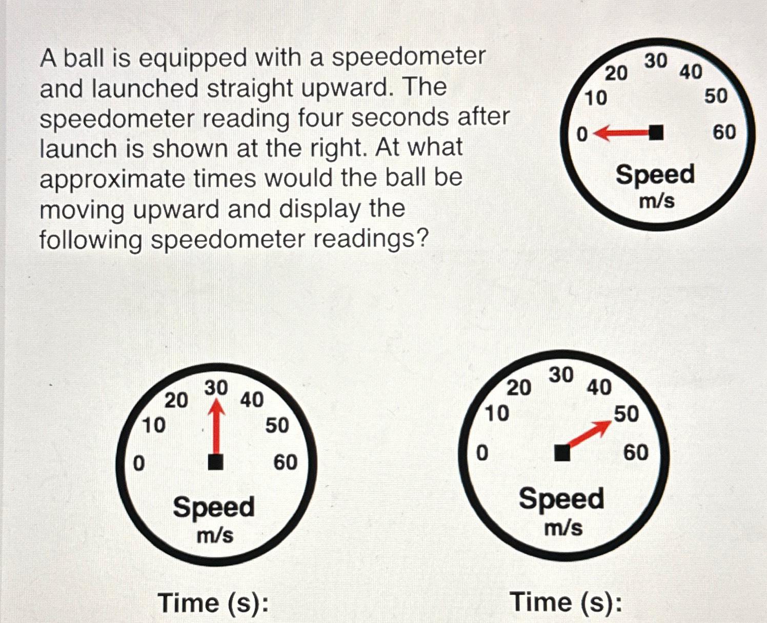 Solved A ball is equipped with a speedometer and launched | Chegg.com
