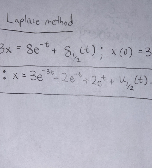 Solved Solve using Laplace method x"+2x'-3x = 8e ++ + S., | Chegg.com