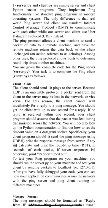 Solved 1- server.py and client.py are simple server and | Chegg.com