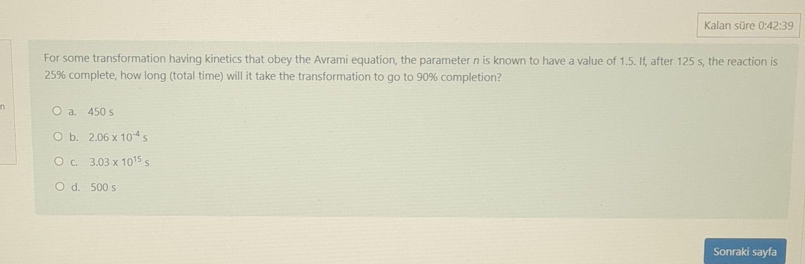 Solved For some transformation having kinetics that obey the | Chegg.com