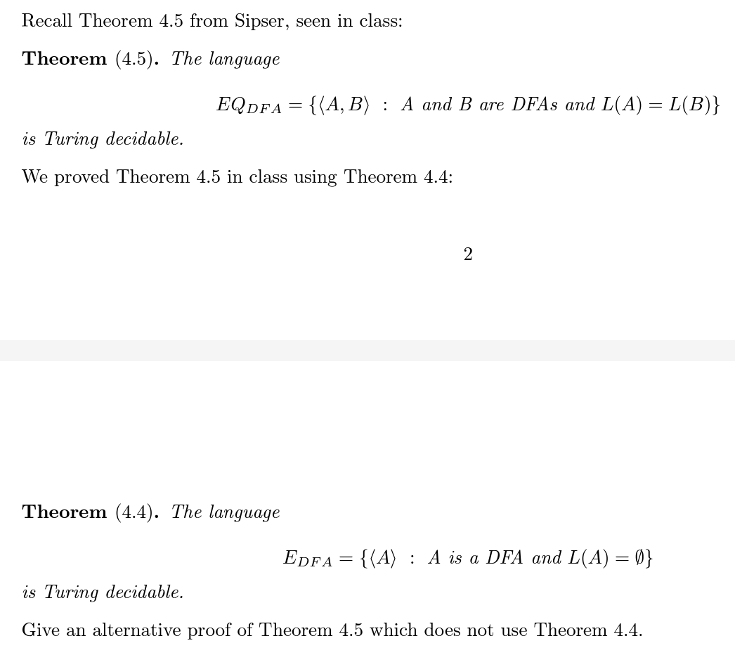 Recall Theorem 4.5 ﻿from Sipser, seen in | Chegg.com