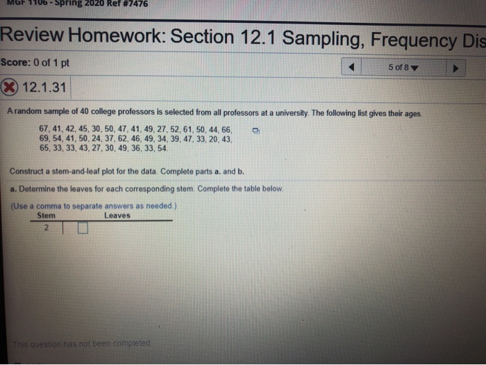 Solved MGF 1106 - Spring 2020 Ret #7476 Review Homework: | Chegg.com