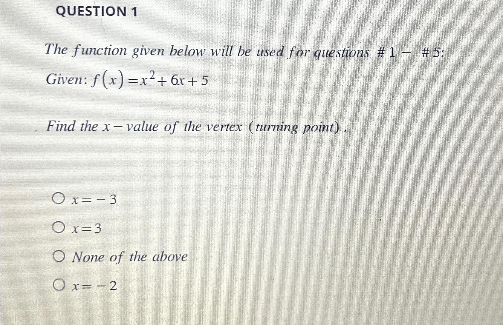 Solved QUESTION 1The function given below will be used for | Chegg.com