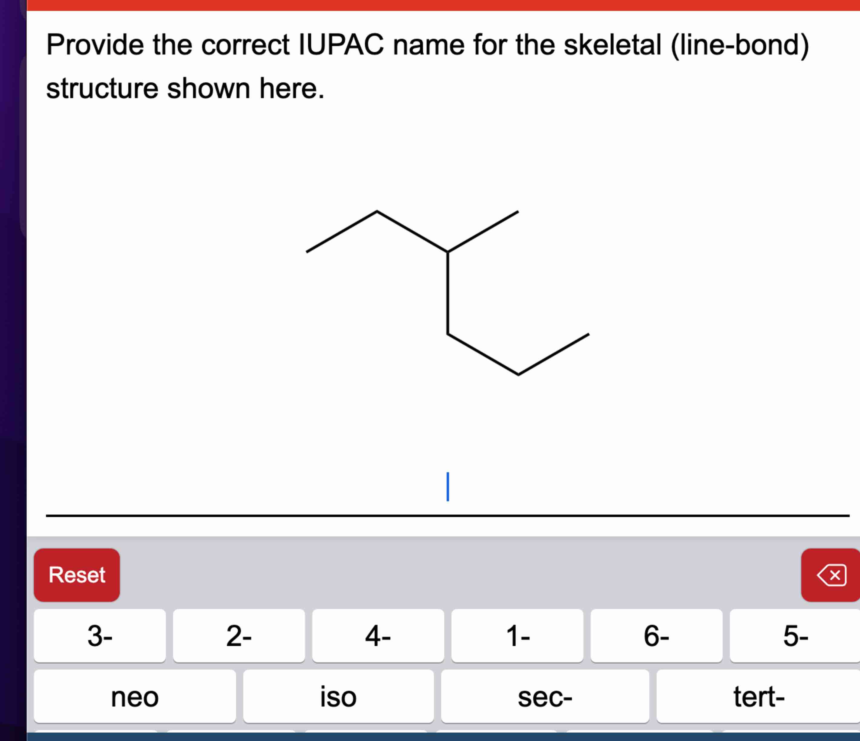 Solved Provide the correct IUPAC name for the skeletal | Chegg.com