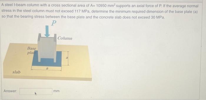 Solved A steel I-beam column with a cross sectional area of | Chegg.com