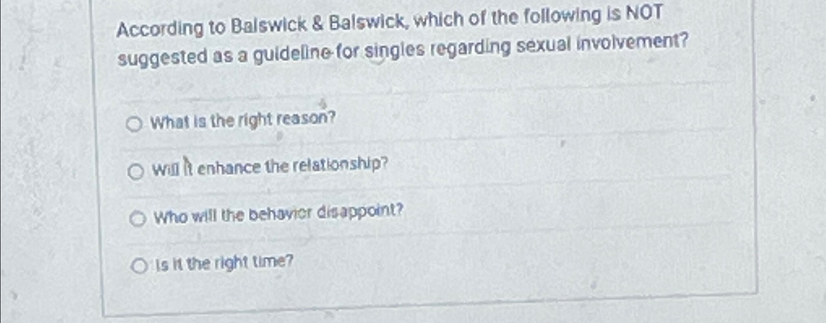 Solved According to Balswick & Balswick, which of the | Chegg.com