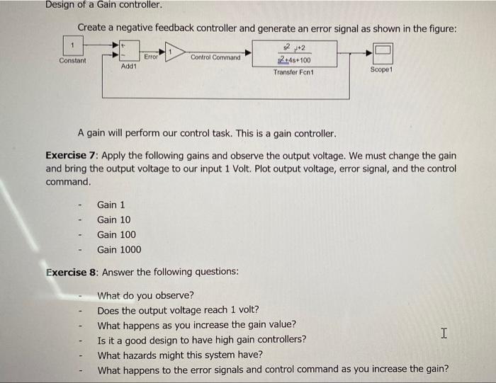 Solved Design of a Gain controller. Create a negative | Chegg.com