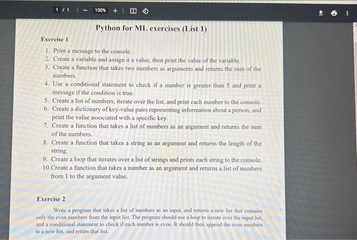 Solved Exercise 1 1. Print a message to the console. 2. | Chegg.com