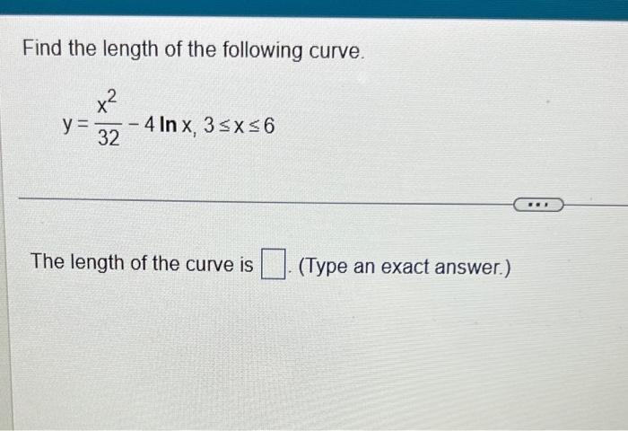 Solved Find the length of the following curve. | Chegg.com