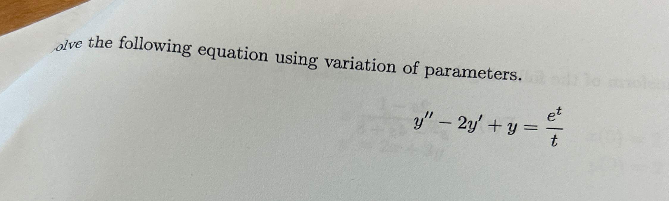 Solved alve the following equation using variation of | Chegg.com