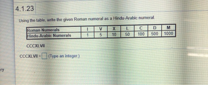 Solved 4.1.23 Using the table, write the given Roman numeral | Chegg.com
