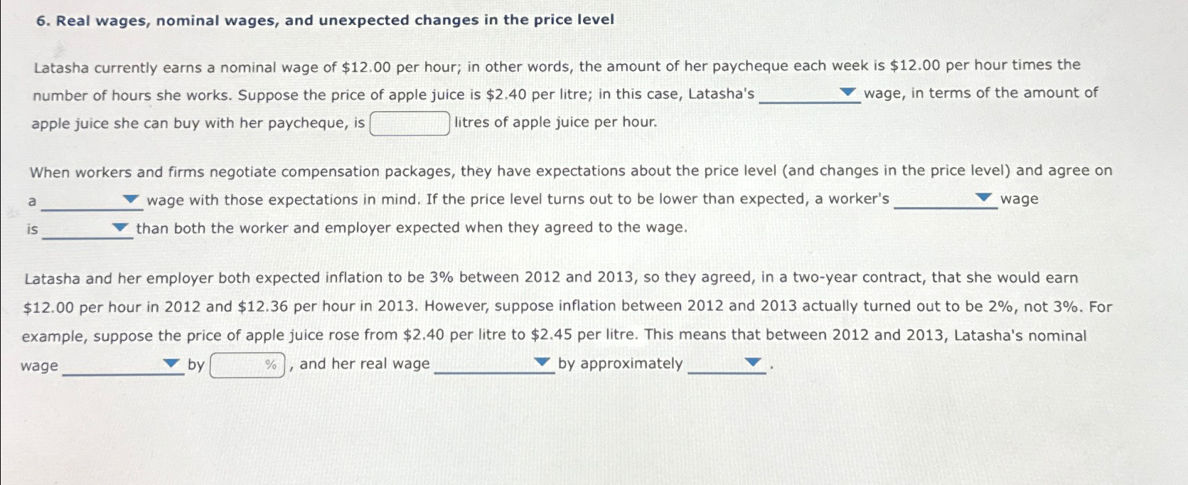 Solved Real wages, nominal wages, and unexpected changes in | Chegg.com
