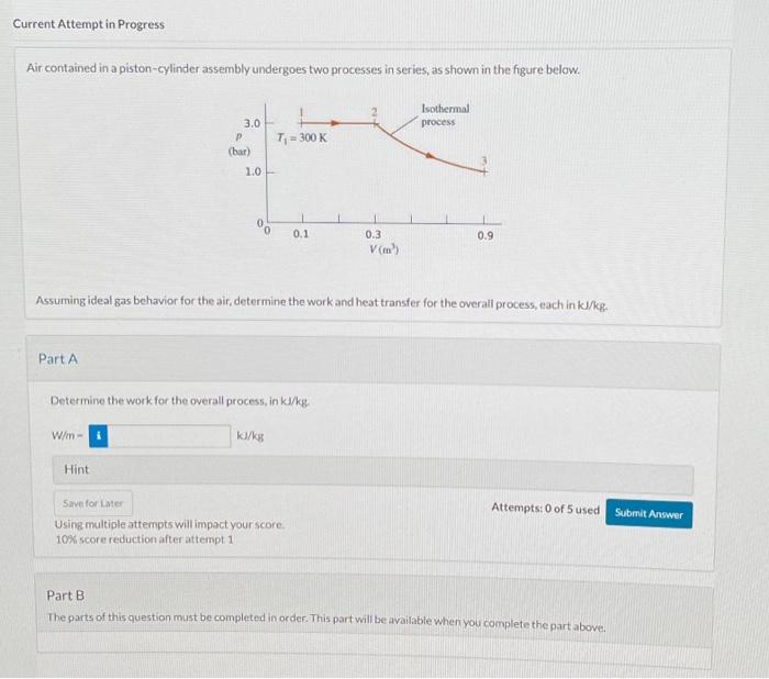 Solved Air contained in a piston-cylinder assembly undergoes | Chegg.com