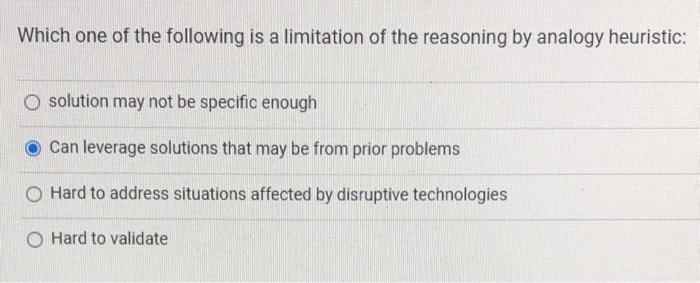Solved Which one of the following is a limitation of the | Chegg.com