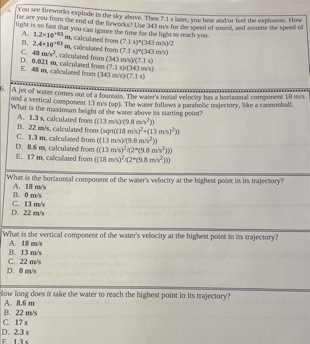Solved 5. You see fireworks explode in the sky above. Then | Chegg.com
