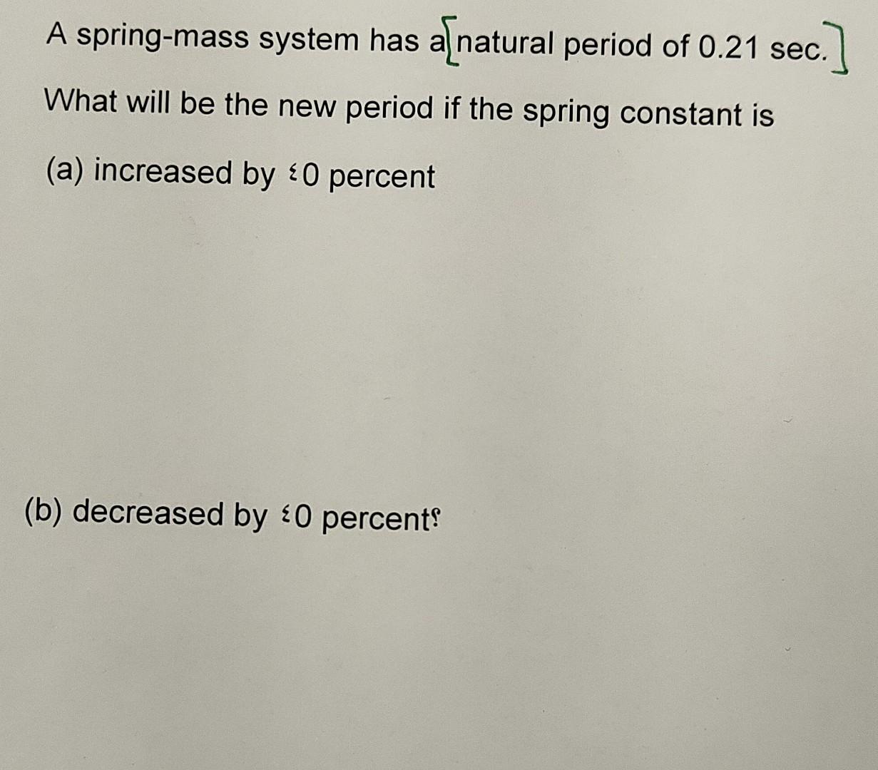Solved A spring-mass system has a[ natural period of | Chegg.com
