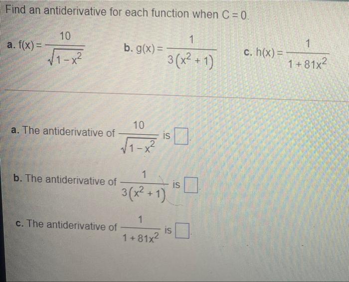 Solved Find The Antiderivative Of The Function F X 3