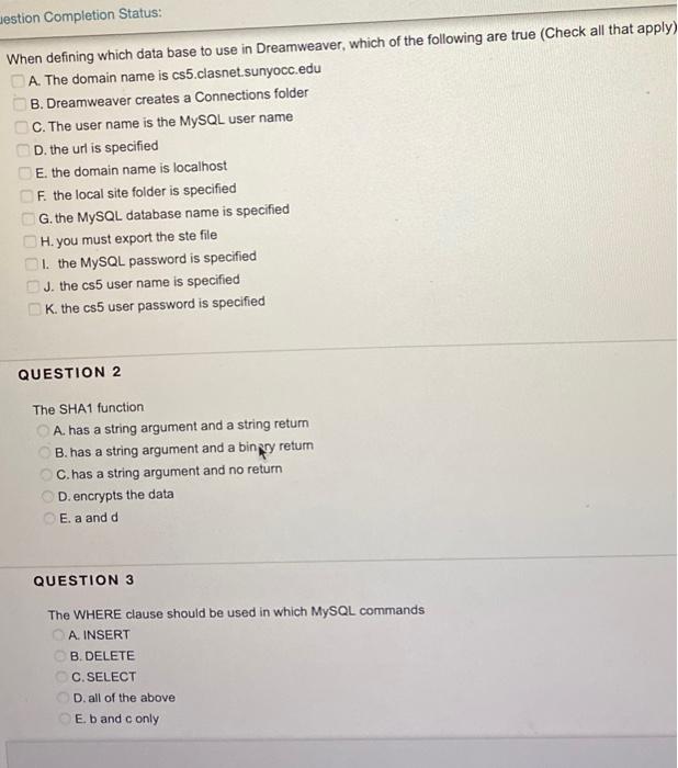Solved Jestion Completion Status: When defining which data | Chegg.com