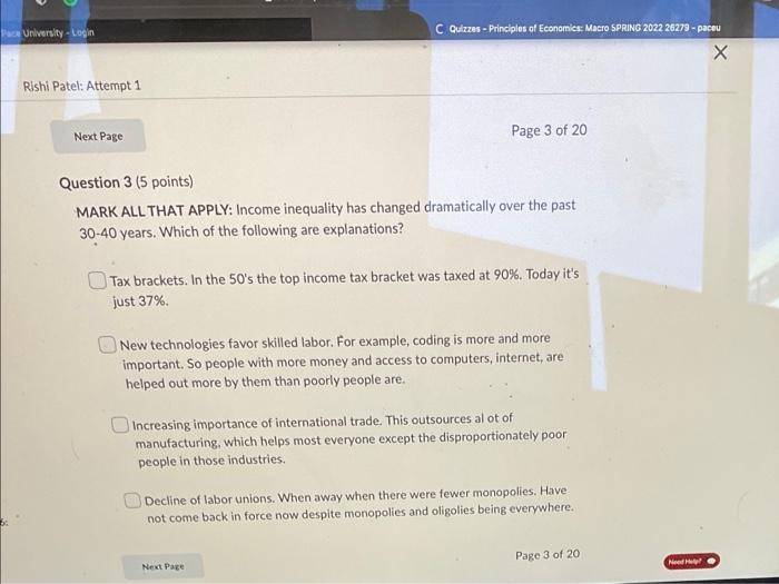 Solved Pace University - Login C Quizzes - Principles of | Chegg.com