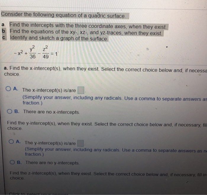 Solved Consider the following equation of a quadric surface. | Chegg.com