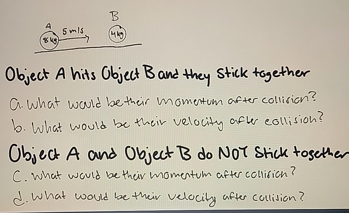 Solved Object A hits Object B and they Stick togethera. | Chegg.com