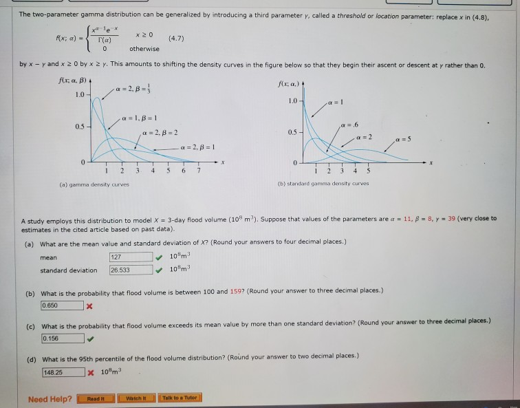 Solved The two-parameter gamma distribution can be | Chegg.com