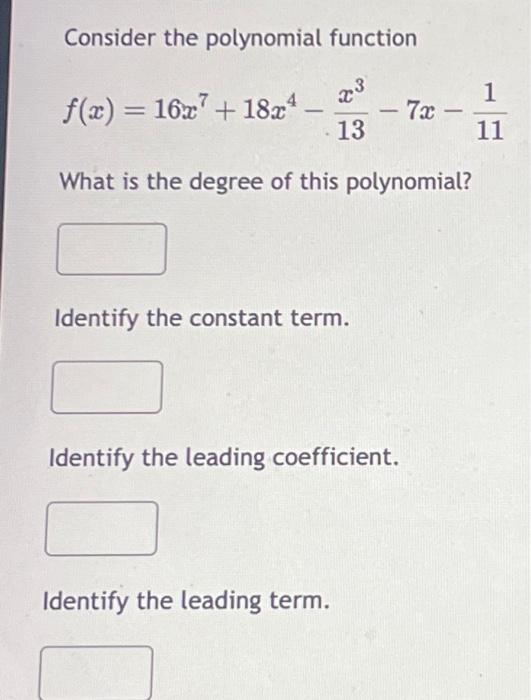 Solved Consider the polynomial function | Chegg.com