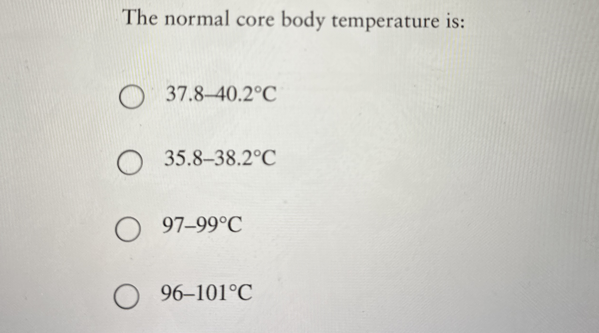 Solved The normal core body temperature | Chegg.com