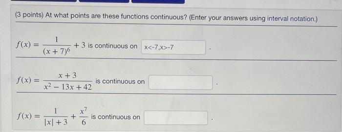 Solved (3 points) At what points are these functions | Chegg.com