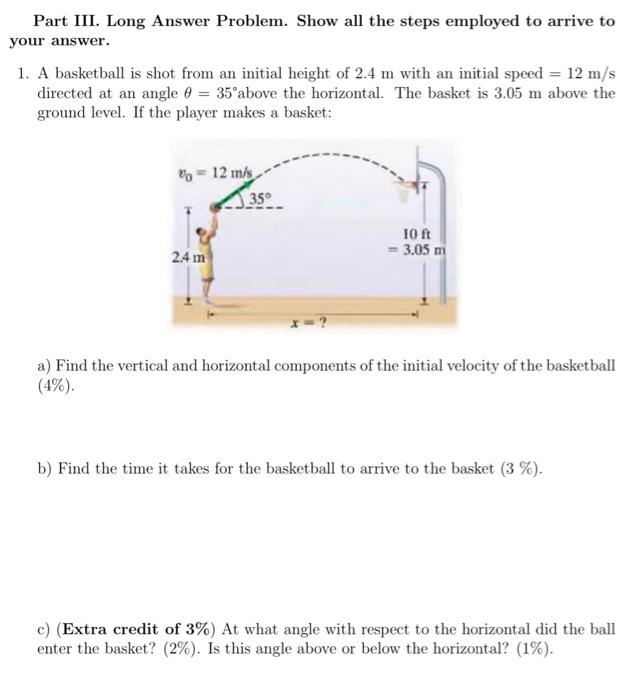 Solved Part III. Long Answer Problem. Show all the steps | Chegg.com