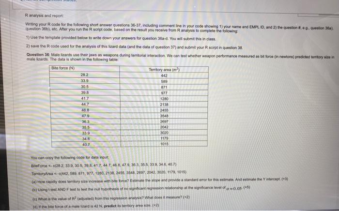 Solved 442 R analysis and report Writing your R code for the | Chegg.com