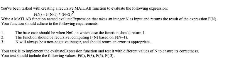 Solved Youve Been Tasked With Creating A Recursive Matlab 8073