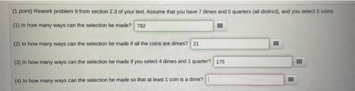 Solved (1 point) Rework problem 9 from section 2.3 of your | Chegg.com