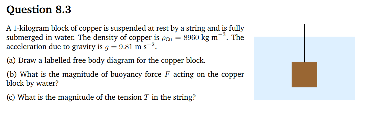 Solved Question 8.3A 1-kilogram block of copper is suspended | Chegg.com