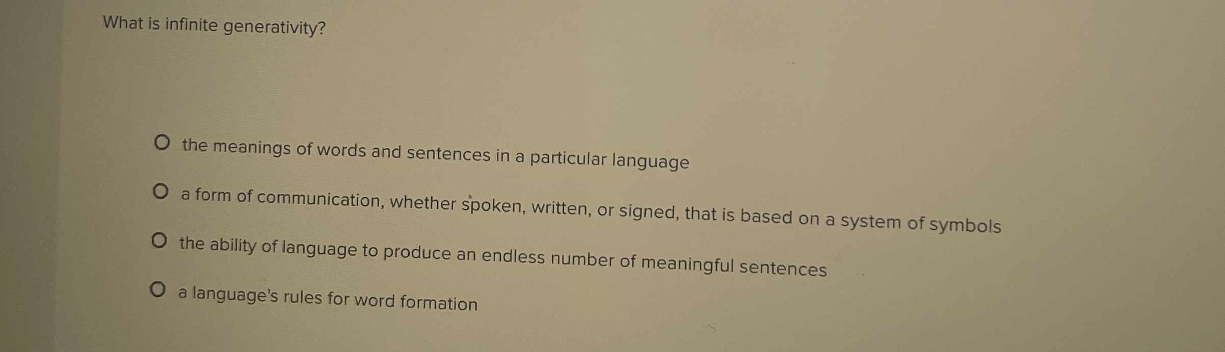Solved What is infinite generativity?the meanings of words | Chegg.com