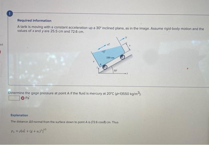 Solved Required information A tank is moving with a constant | Chegg.com