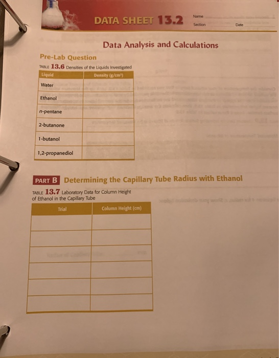 Solved Name Data Sheet 132 Section Date Data Analysis And 7405