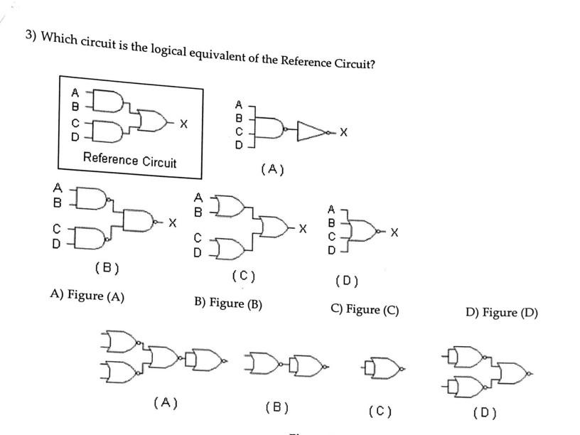 Solved 3) Which circuit is the logical equivalent of the | Chegg.com